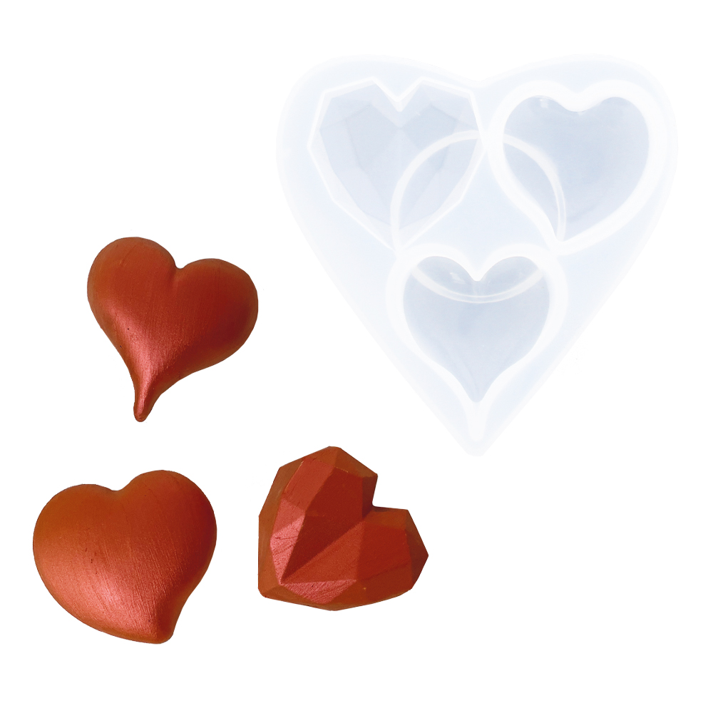 3 Hearts Mould Set - Polysil