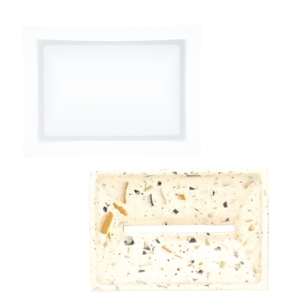 Rectangle Soap Dish With Groove Mould - Polysil